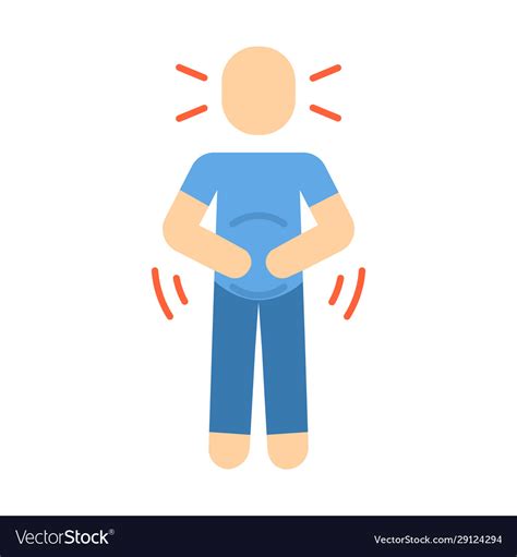 Abdominal Pain Flat Design Long Shadow Color Icon Vector Image