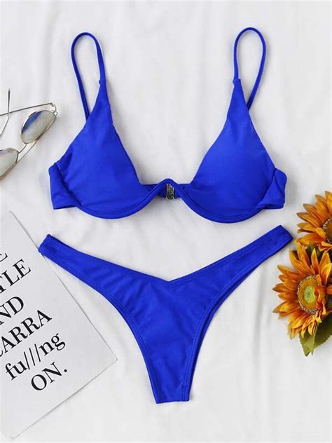 SHEIN Swim Vcay Mono Bikini Set Spaghetti Triangle Bra High Cut