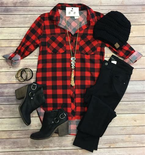 What I Like About You Plaid Flannel Top Red Black From Privityboutique