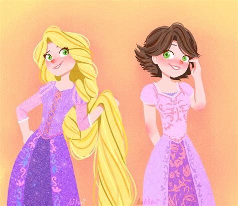 Long Hair Vs Short Hair By Gilzean Disney Princess Art Disney Rapunzel Rapunzel Short Hair