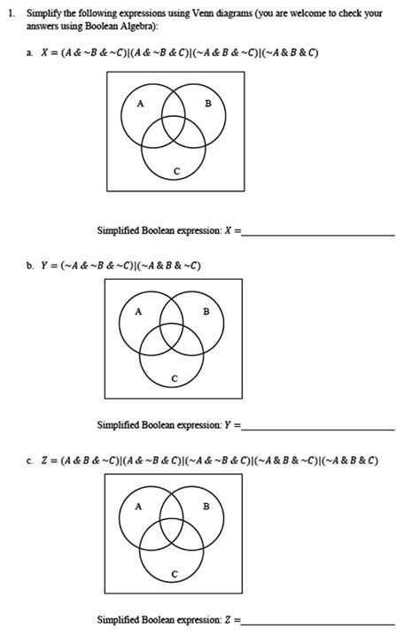 solved simplify the following expressions using venn diagrams you are welcome to check your