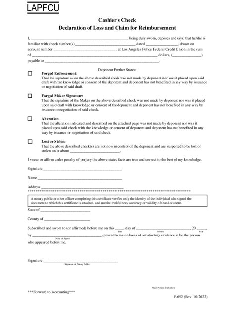 Fillable Online Affidavit Of Loss Cashier Check Fax Email Print PdfFiller