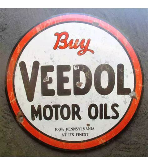 Plaque Buy Veedol Motor Oil Ronde Vieillit 30cm Tole Deco Garage