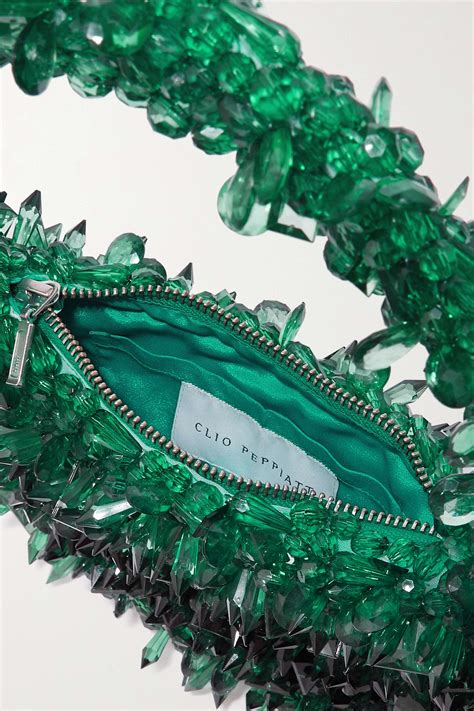 CLIO PEPPIATT The Vanguard Quartz Bead Embellished Satin Shoulder Bag