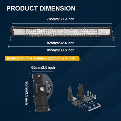 Tri Rows LED Work Light Bar 22 32 42 50 52 Inch 12V Offroad 4x4 ATV Car