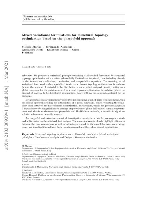 pdf mixed variational formulations for structural topology optimization based on the phase
