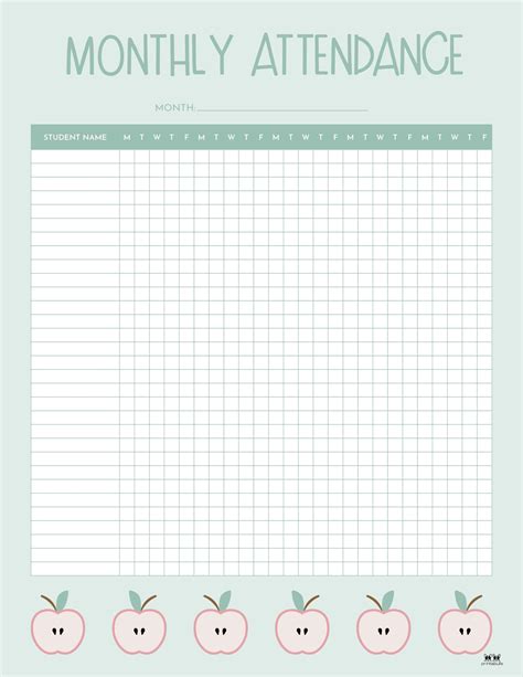 Free Printable Homeschool Attendance Sheets Prntbl