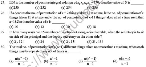 jee mathematics permutation and combination mcqs set b multiple choice questions