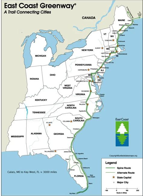 US East Coast Map East Coast Map Of United States