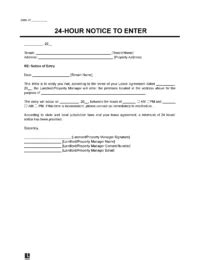 Free Landlord Notice To Enter Template PDF Word