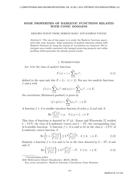 pdf some properties of bazilevic functions related with conic domains