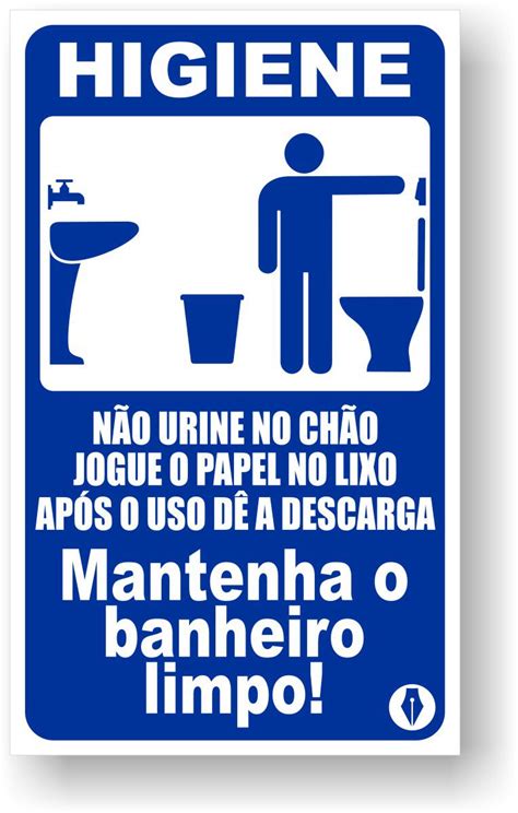 Placa de Sinalização de Higiene Banheiro Masculino PVC