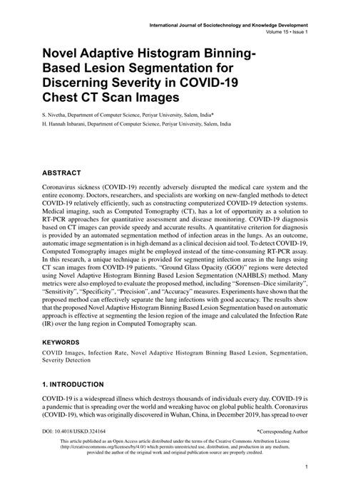 pdf novel adaptive histogram binning based lesion segmentation for discerning severity in
