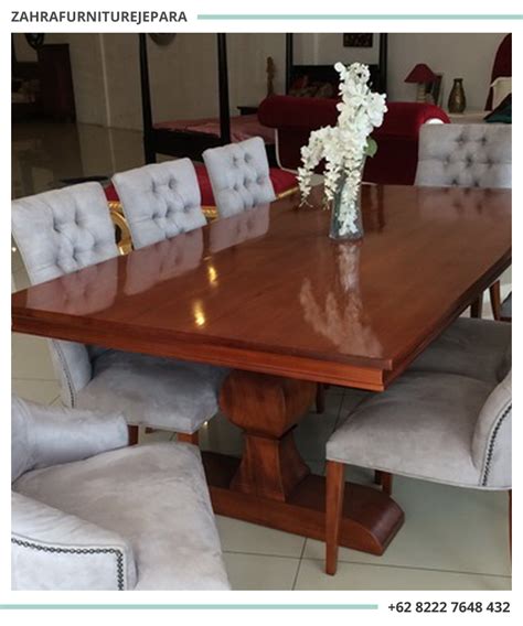 MEJA MAKAN MINIMALIS KAYU JATI 8 KURSI FURNITURE INTERIOR