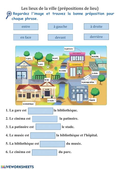 Prepositions De Lieux Online Worksheet For You Can Do The Exercises