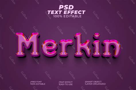 Merkin Monochromatic Purple Glossy Metal 3D Text Effect Effet De Texte