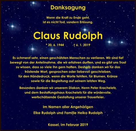 Traueranzeigen Von Claus Rudolph Trauer HNA De