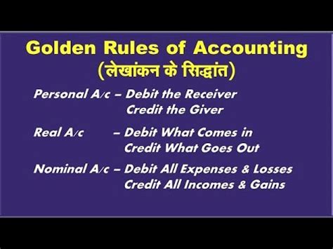 Golden Rules Of Accounting Hindi