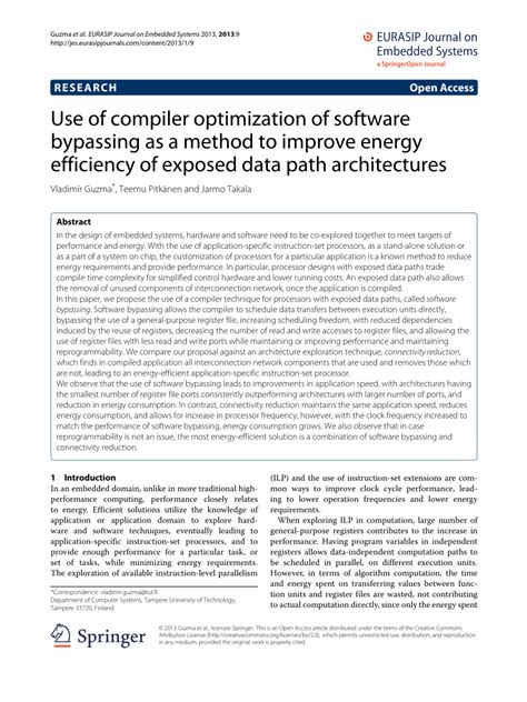 pdf use of compiler optimization of software bypassing as a method to improve energy
