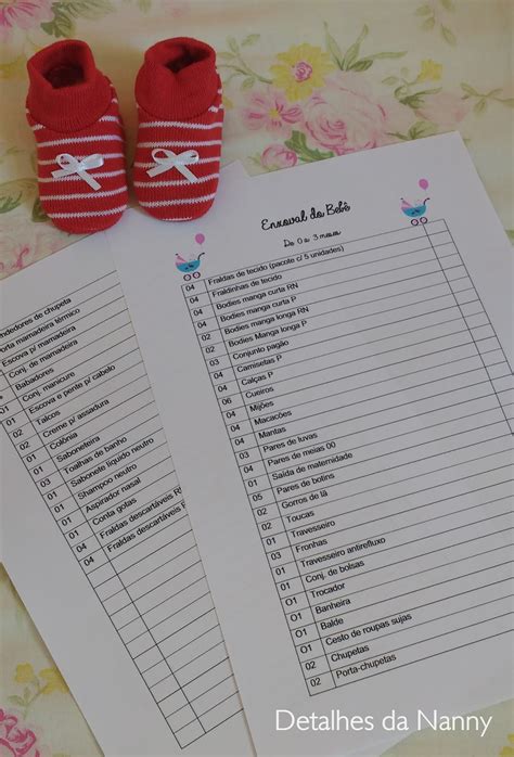 Detalhes da Nanny Lista básica Enxoval do Bebê para imprimir