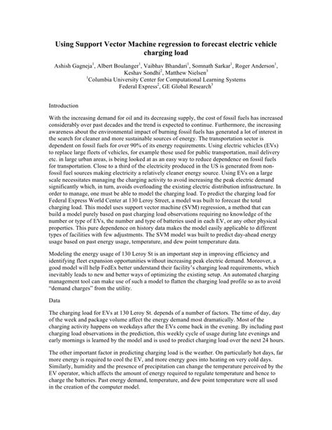pdf using support vector machine regression to forecast electric vehicle charging load