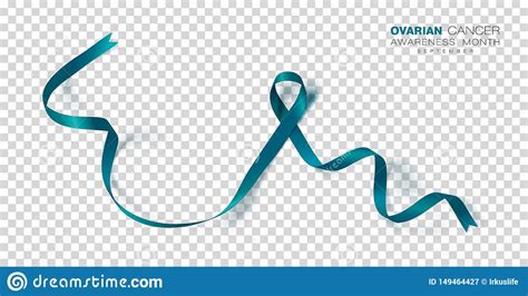 Ovarian Cancer Awareness Month Teal Color Ribbon Isolated On