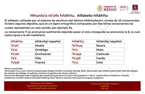 Infografías Lecciones para aprender la lengua hñähñu otomí del Valle