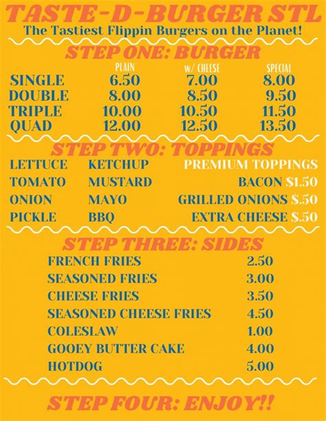Our Menu Taste D Burger Stl