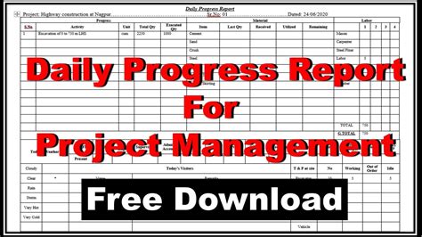 Daily Progress Report For Project Management Youtube
