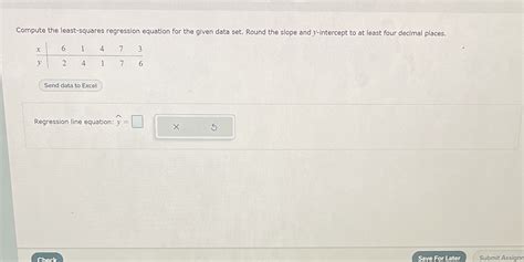 [solved] compute the least squares regression equation for the given data course hero
