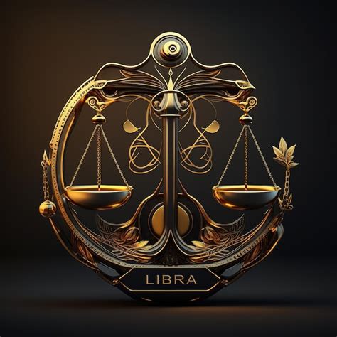 Signo Del Zodiaco Libra De Oro Sobre Fondo Negro Foto Premium