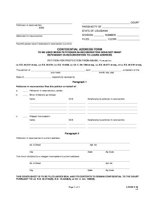Fillable Online Lasc CONFIDENTIAL ADDRESS FORM TO BE USED WHEN Lasc