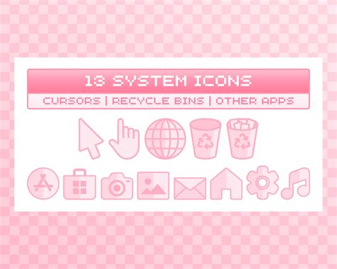 Pink Desktop Icons Set 100 Aesthetic Icon Bundle Custom Windows Mac