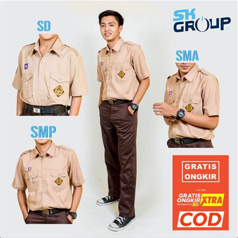 Jual Seragam Atasan Pramuka Pria SD SMP SMA Baju Sekolah Atasan