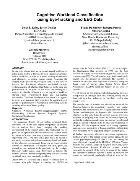 pdf cognitive workload classification using eye tracking and eeg data