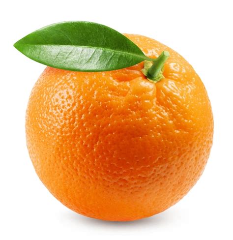 Naranja Aislado Naranja Jugosa Madura Con Hoja Verde Aislada Sobre