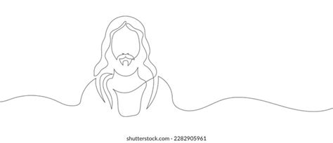 Continuous Line Drawing Jesus Christ Son Stock Vector Royalty Free