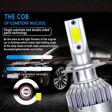 Buy 2pcs H7 C6 10800LM 6000K 120W COB LED Car Headlight Kit Hi Lo