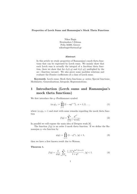 pdf properties of lerch sums and ramanujan s mock theta functions