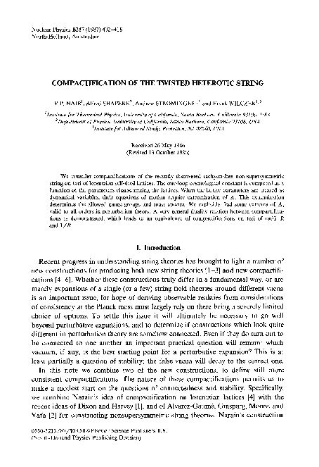 pdf compactification of the twisted heterotic string frank wilczek