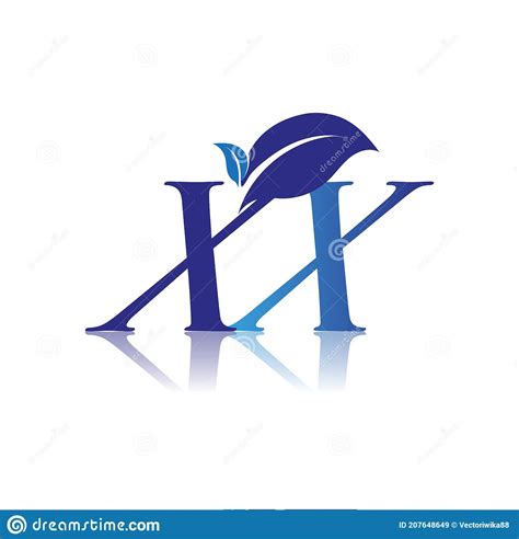 Letra Inicial Xx Logotipo Folha Azul Natureza E Logotipo Ambiental