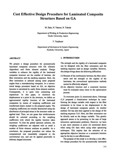 pdf cost effective design procedure for laminated composite structure based on ga