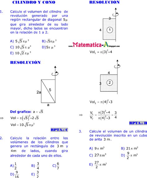 CILINDRO Y CONO EJERCICIOS DESARROLLADOS MATEMATICAS PROBLEMAS RESUELTOS