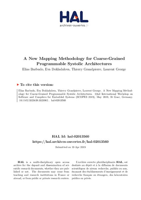 pdf a new mapping methodology for coarse grained programmable systolic architectures thierry