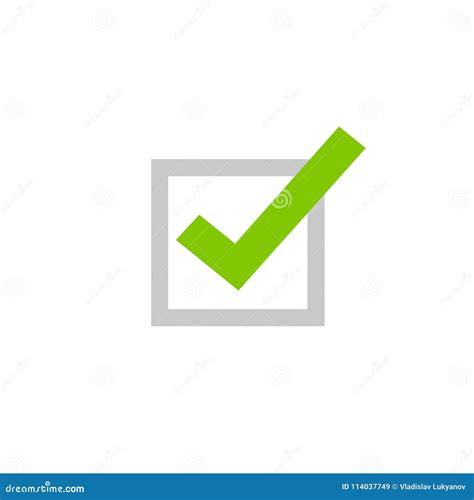 Tick Icon Vector Symbol Flat Cartoon Green Checkmark Isolated On White