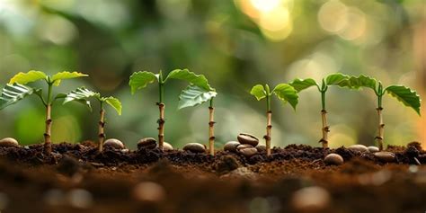 Cultivo de plántulas de café en su entorno natural un símbolo de