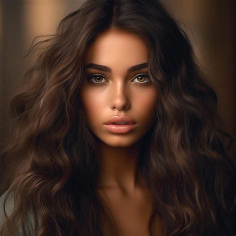 Premium AI Image A Woman With Long Brown Hair And A Long Brown Hair