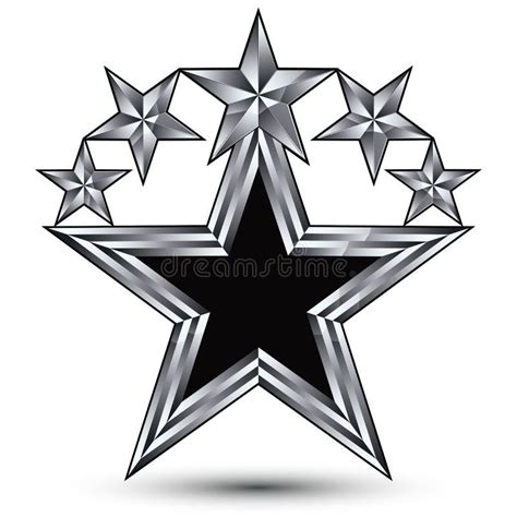 Estrella Negra Real Con El Esquema De Plata Estrellas Estilizadas