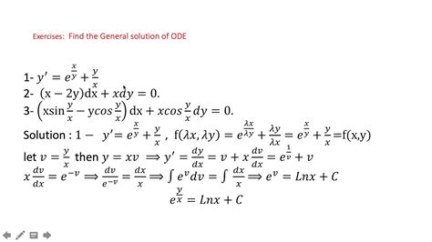 the solution of homogeneous and exact first order ode youtube