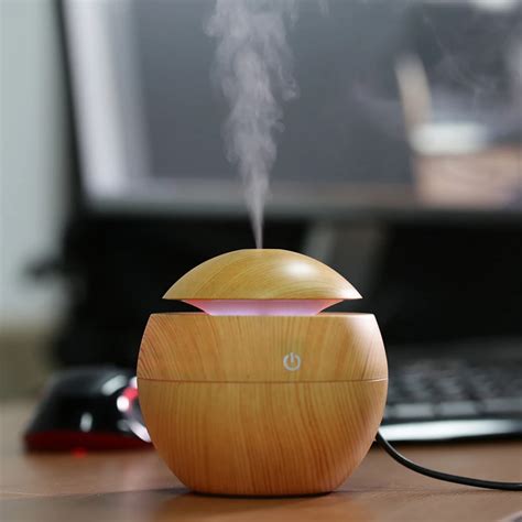 Mini Portable USB Wooden Aromatherapy Air Humidifier Ultrasonic LED